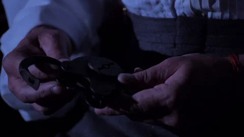 Houdini practices a handcuffs magic tric... | Stock Video | Pond5