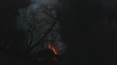 Burning House At Night