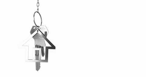 House keys and key fob hanging on white ... | Stock Video | Pond5