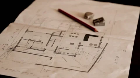 House plans with pencil eraser and sharp... | Stock Video | Pond5