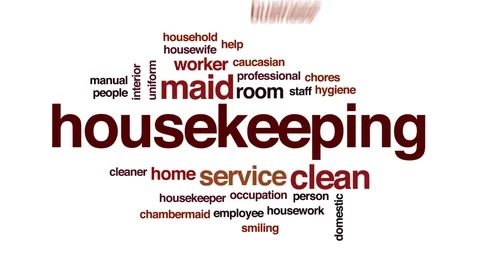 Housekeeping animated word cloud, text d... | Stock Video | Pond5