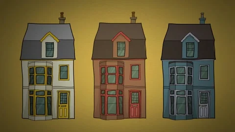 Houses building Sketch and 2d animation | Stock Video | Pond5