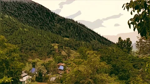 Houses Landscape Loop background with bl... | Stock Video | Pond5