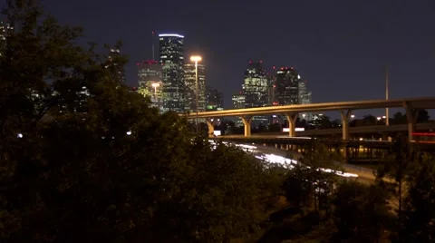 Houston Downtown Time Lapse Slow Shutter | Stock Video | Pond5