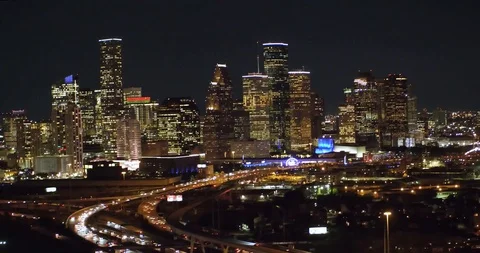 Houston Skyline Night Stock Video Footage | Royalty Free Houston ...