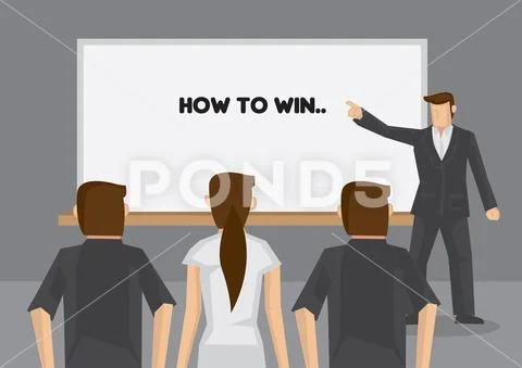 How to Win Training Cartoon Vector Illustration: Graphic #129880373