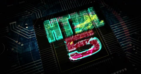 HTML5 symbol futuristic animation | Stock Video | Pond5