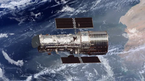 Hubble Space Telescope (HST) over Earth | Stock Video | Pond5