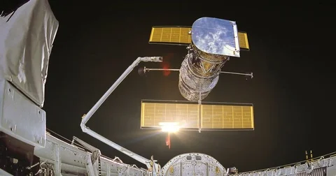 Hubble Space Telescope Released from Spa... | Stock Video | Pond5