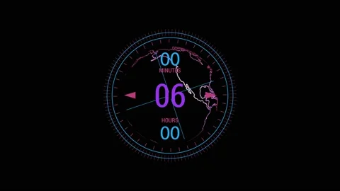 HUD animated circular time count with wh... | Stock Video | Pond5