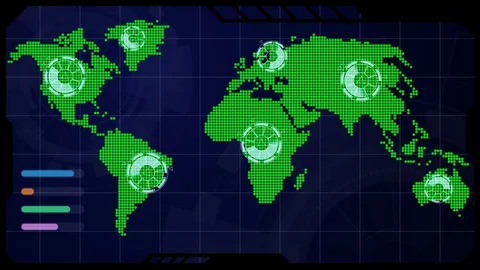 HUD circle rotation mark on map report | Stock Video | Pond5