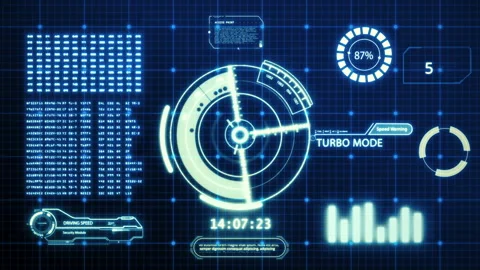 HUD driving car speed user interface com... | Stock Video | Pond5