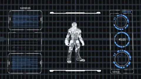 HUD Futuristic High Tech Man in armor Di... | Stock Video | Pond5