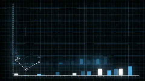 HUD graph with rising up arrow above bar... | Stock Video | Pond5