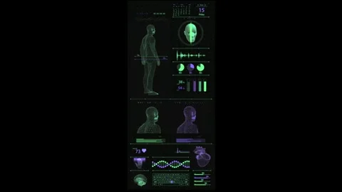 HUD human panel. Infographics about futu... | Stock Video | Pond5