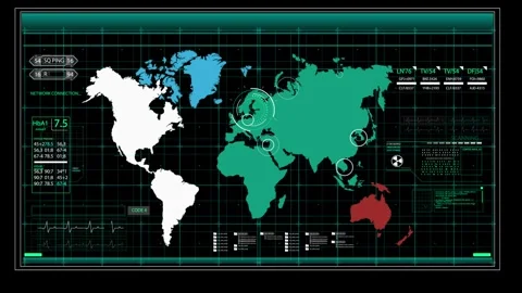 HUD map . Control panel HUD technologica... | Stock Video | Pond5
