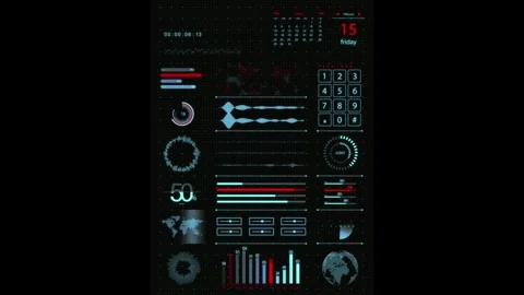 HUD panel . Control panel HUD technologi... | Stock Video | Pond5