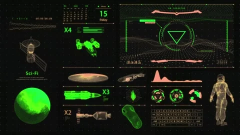 HUD sci fi panel Virtual Interface Eleme... | Stock Video | Pond5