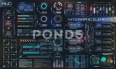 HUD UI for Business App. Futuristic User Interface HUD and Infographic Elements Illustration ...