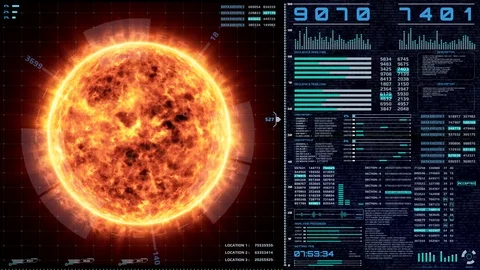 HUD UI Futuristic Brilliant Sun Data Ana... | Stock Video | Pond5