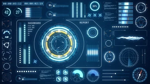 HUD UI technology interface screen with ... | Stock Video | Pond5