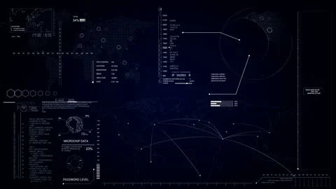 HUD world map globe. | Stock Video | Pond5