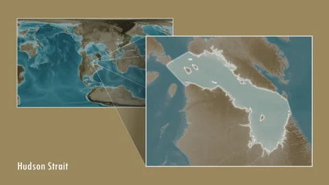 Hudson Strait. Sepia map. Patterson Cyli... | Stock Video | Pond5