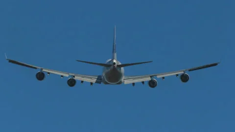 huge airplane jumbo jet take off rear v... | Stock Video | Pond5