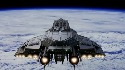 Huge Alien Spaceship Over Earth | Stock Video | Pond5