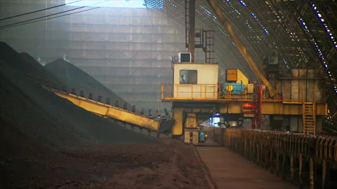 Huge coal loading conveyor belt in coal ... | Stock Video | Pond5