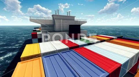 Huge container on way to port 3d rendering ~ Clip Art #79388159