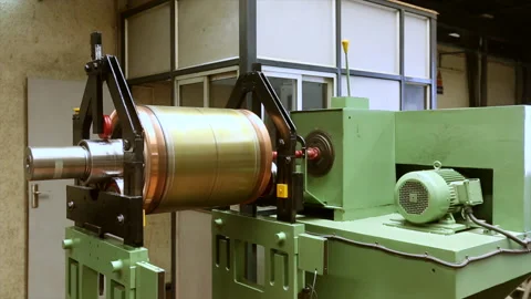 Huge electric motor spinning at the prod... | Stock Video | Pond5