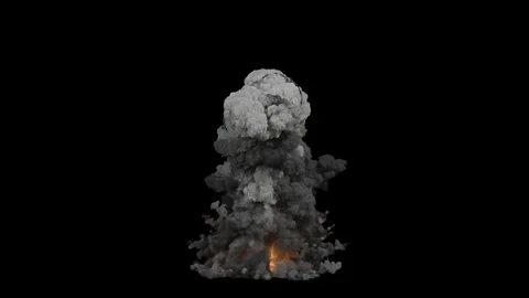Huge explosion with black and grey smoke... | Stock Video | Pond5
