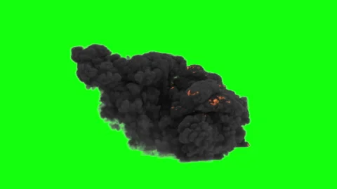 Huge explosion with smoke on Green Scree... | Stock Video | Pond5