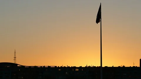 Huge flage silhouette | Stock Video | Pond5