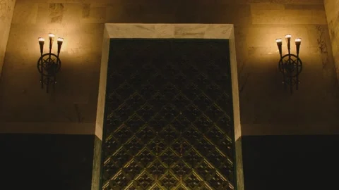 Huge metal medieval castle door in Dark ... | Stock Video | Pond5