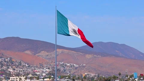 Huge Mexican flag in Ensenada Mexico | Stock Video | Pond5