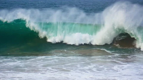 Huge ocean surf barrelling in super slow... | Stock Video | Pond5
