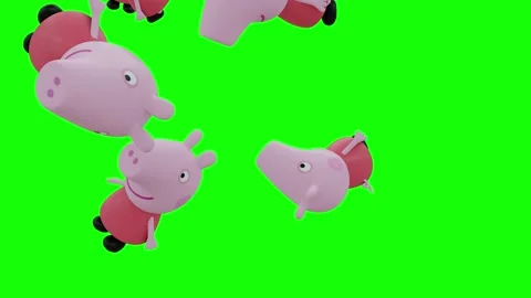 Huge Peppa Pig toys Falling on Green Scr... | Stock Video | Pond5