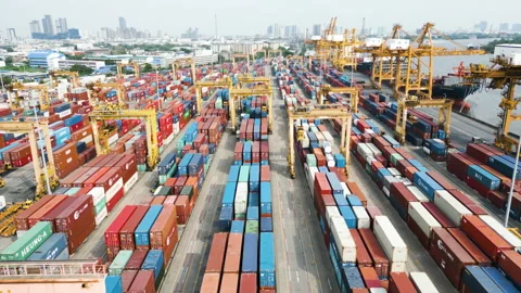 Huge Port Logistics Hub, Oversea Shippin... | Stock Video | Pond5