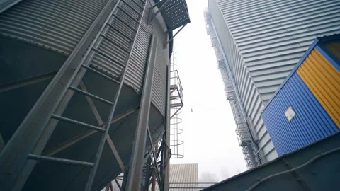 Huge silo tank with the metal ladder and... | Stock Video | Pond5