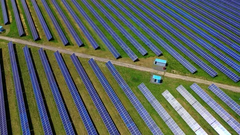 Huge solar power plant. Blue photovoltai... | Stock Video | Pond5