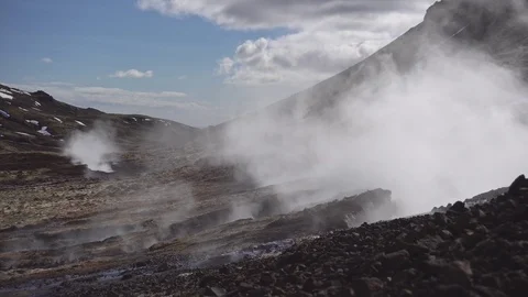 Huge steam clouds from the ground in an ... | Stock Video | Pond5