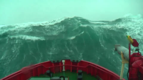 Huge Wave Hits Ship | Stock Video | Pond5