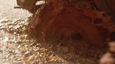 Huge wheel of SUV half collapsed and got... | Stock Video | Pond5