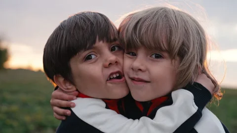 Hugging children, native brothers, happy... | Stock Video | Pond5