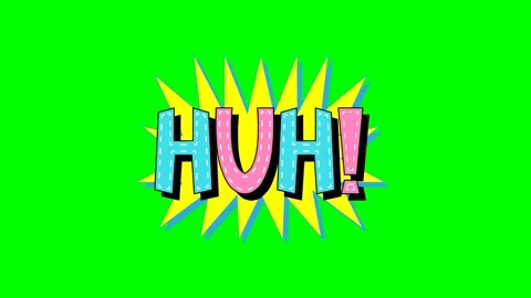 HUH Comic words animation green screen | Stock Video | Pond5