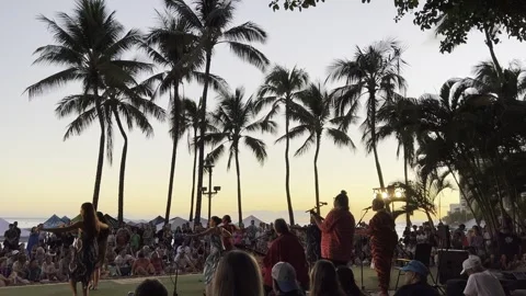 Hula dance at Waikiki beach in Hawaii at... | Stock Video | Pond5