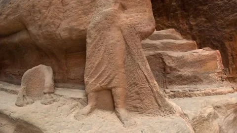 Human body carved in rock, Petra, Jordan | Stock Video | Pond5