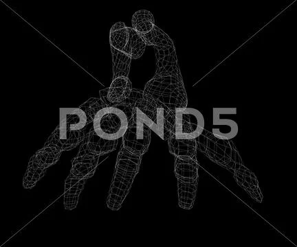 Human body, hand , body structure , wire model Illustration #60003380